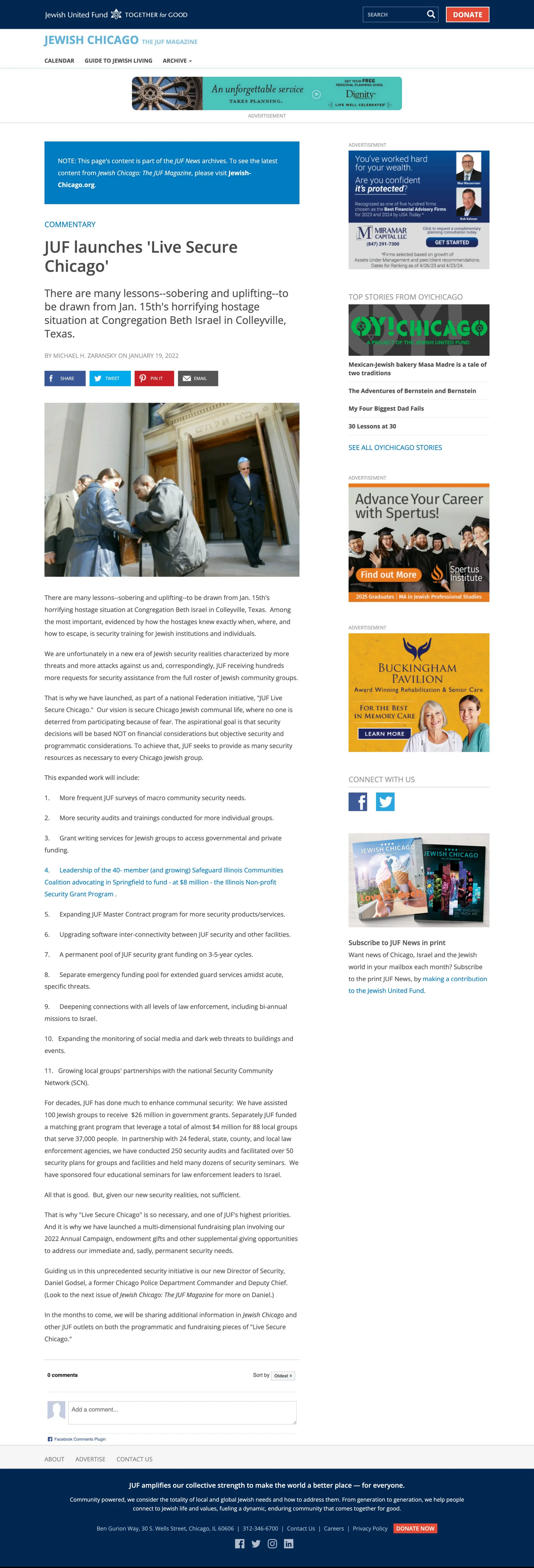 JUF launches ‘Live Secure Chicago’ | Michael Zaransky | Jewish Chicago ...
