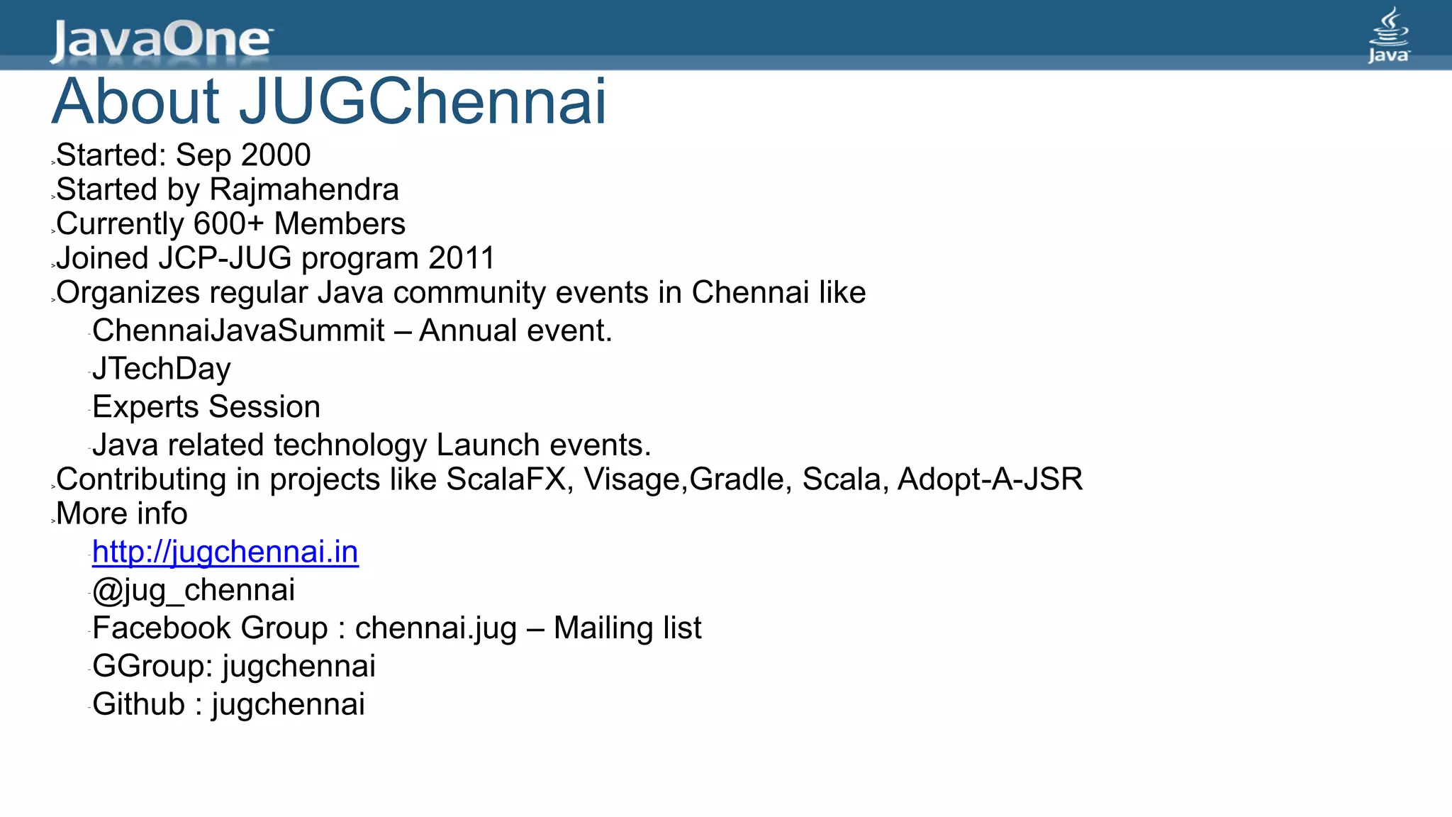 JUGChennai and Adopt-a-JSR program | PPT