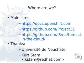 Tomcat from a cluster to the cloud on RP3 | PPT