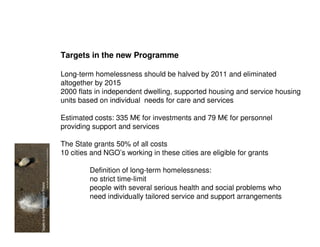 Targets to End Homelessness in Finland | PDF