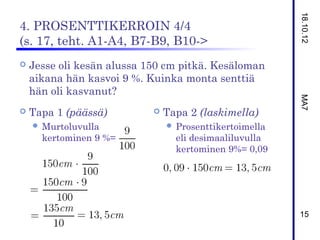 Prosenttilaskentaa MA7-kurssille | ODP