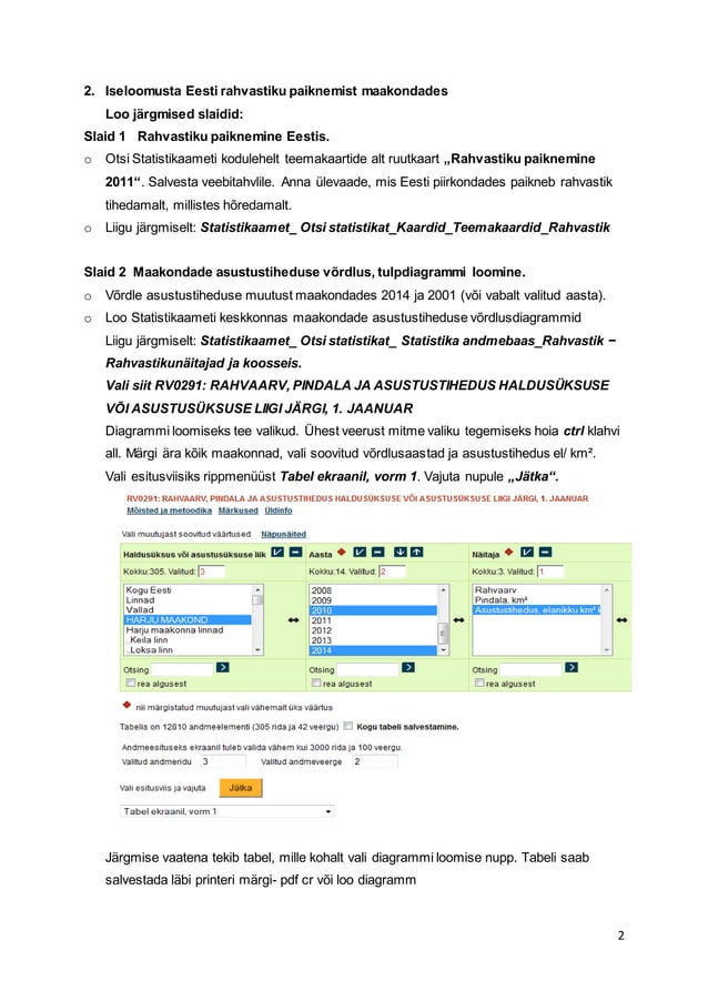 Juhend õpilasele rahvastiku tihedus | DOCX