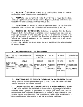 Juicio sumario procesal civil | DOCX