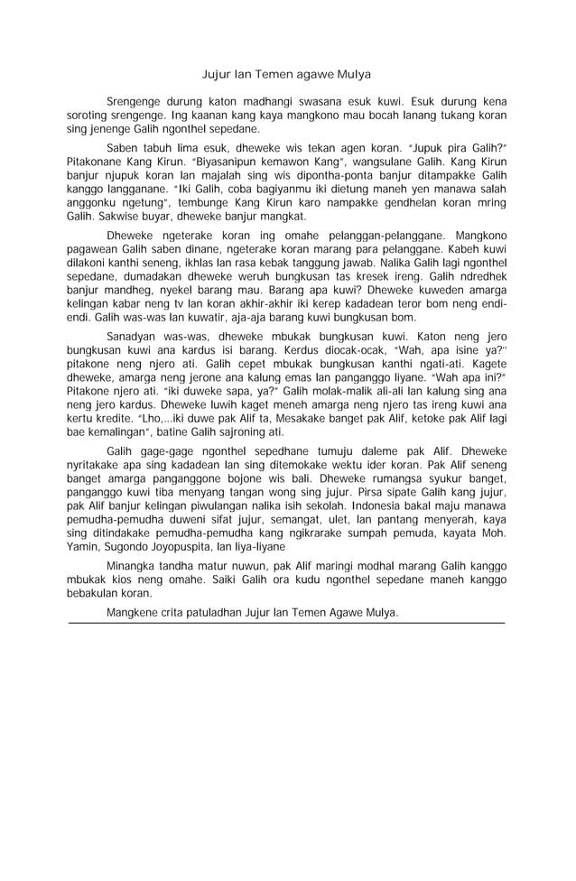 Jujur lan temen agawe mulya | PDF