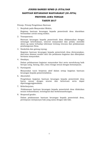 Juknis kmpd-dan-ketahanan-masyarakat-bankeu-prov.-2017 | PDF