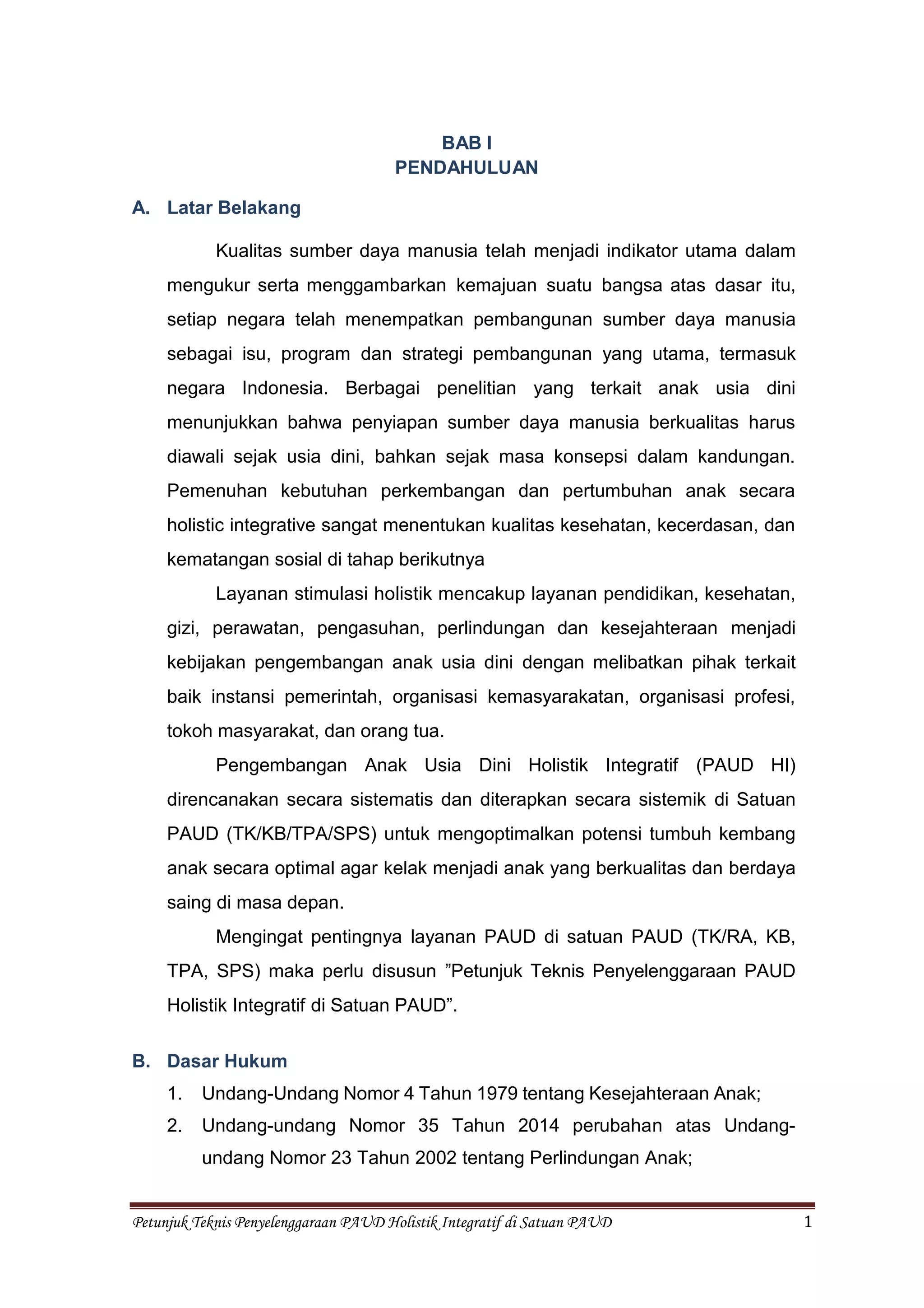 Juknis paud-hi | PDF