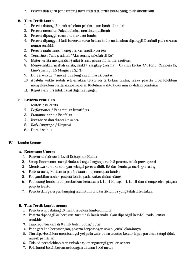 contoh juknis lomba kreasi anak dalam rangka harlah IGra | PDF