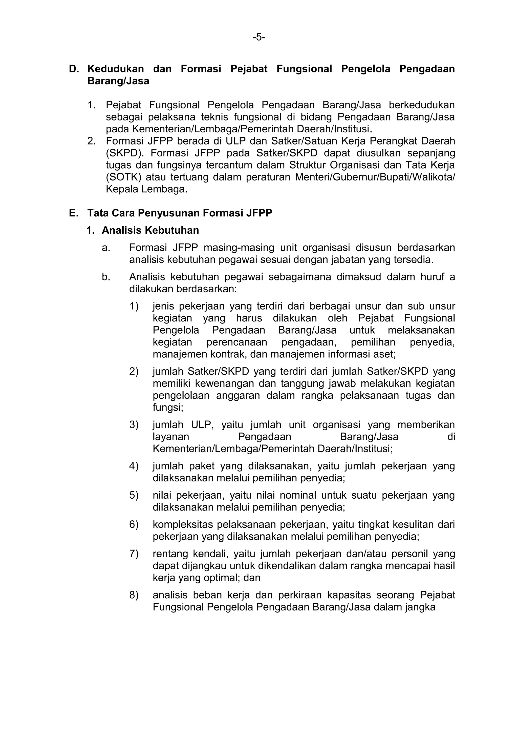Juknis formasi jabatan fungsional pengadaan barang dan jasa | PDF