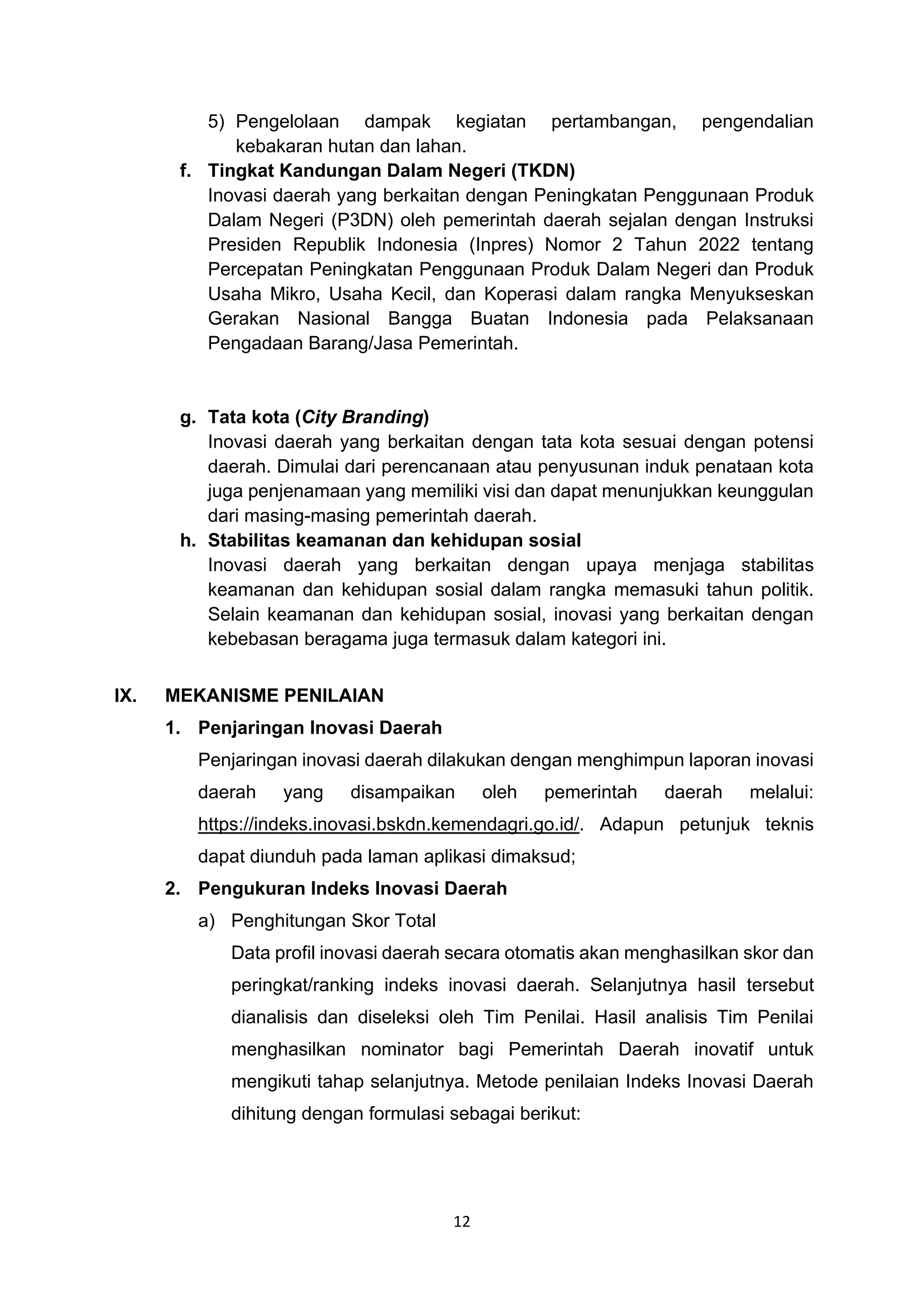 Petunjuk Teknis Indeks Inovasi Daerah (IDD) | PDF