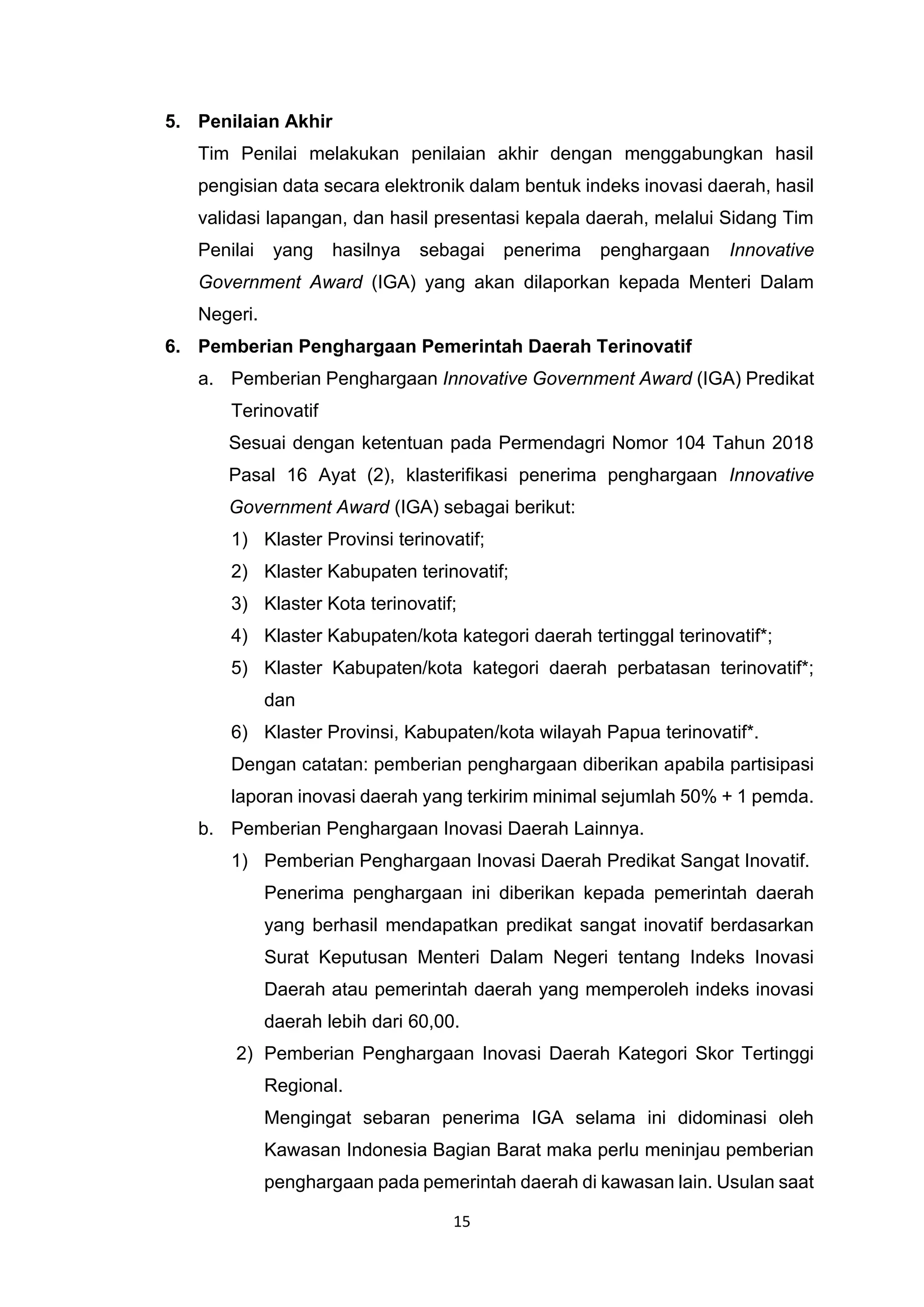 Petunjuk Teknis Indeks Inovasi Daerah (IDD) | PDF