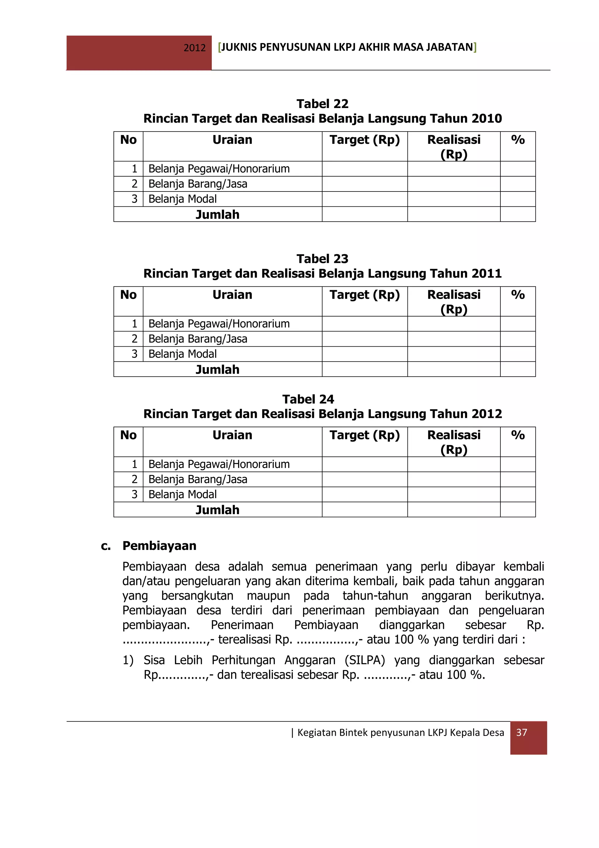 Juknis LKPJ Kepala Desa | PDF