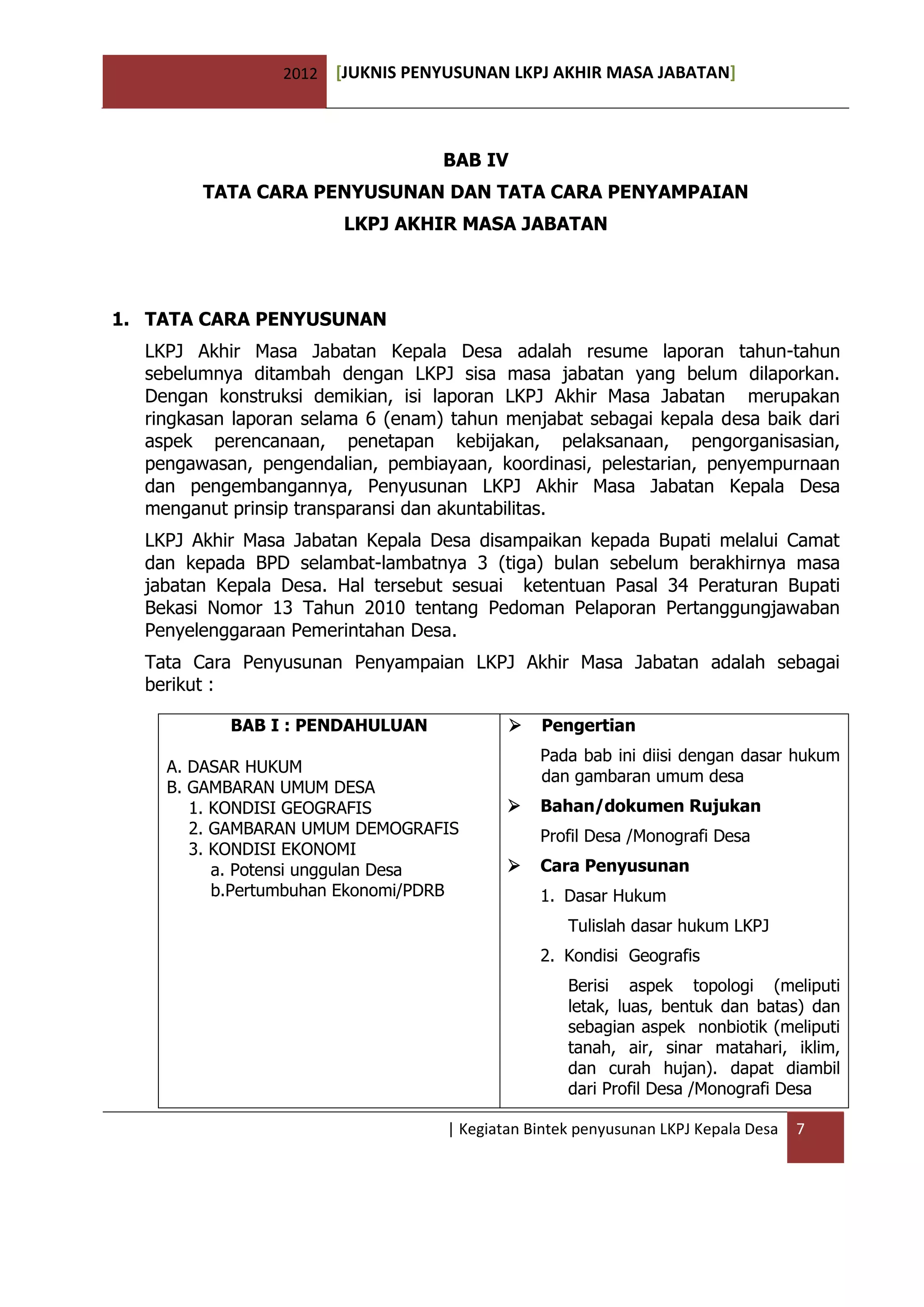 Juknis LKPJ Kepala Desa | PDF
