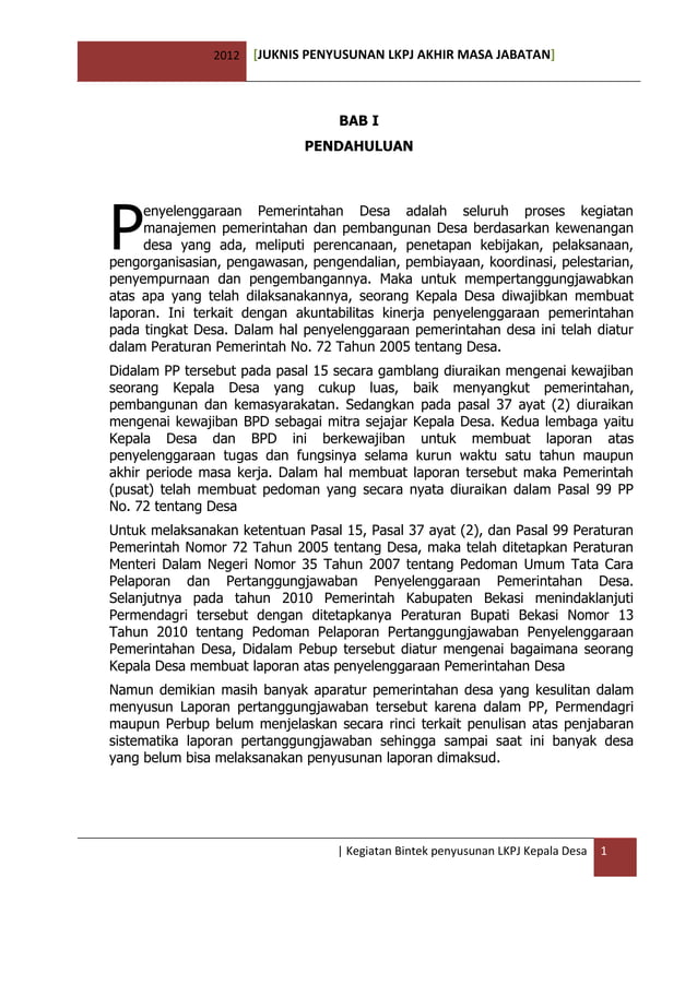 Juknis LKPJ Kepala Desa | PDF
