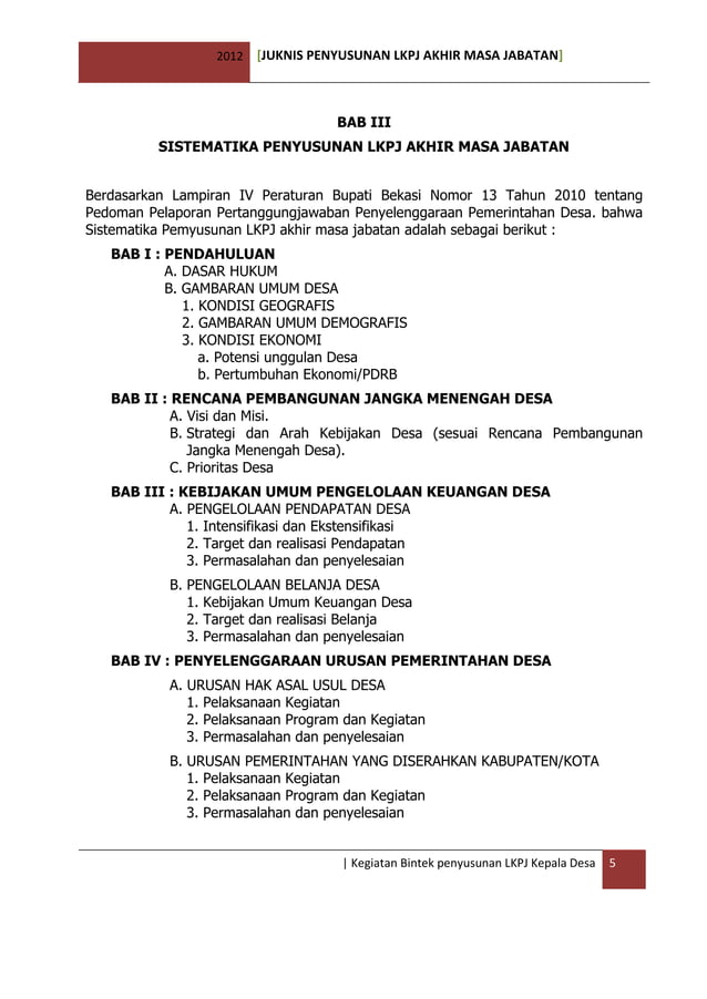 Juknis LKPJ Kepala Desa | PDF