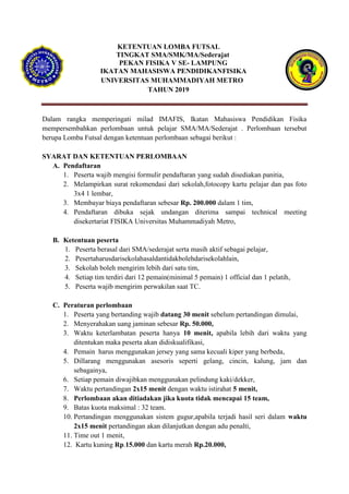 Juknis lomba futsal sma | PDF