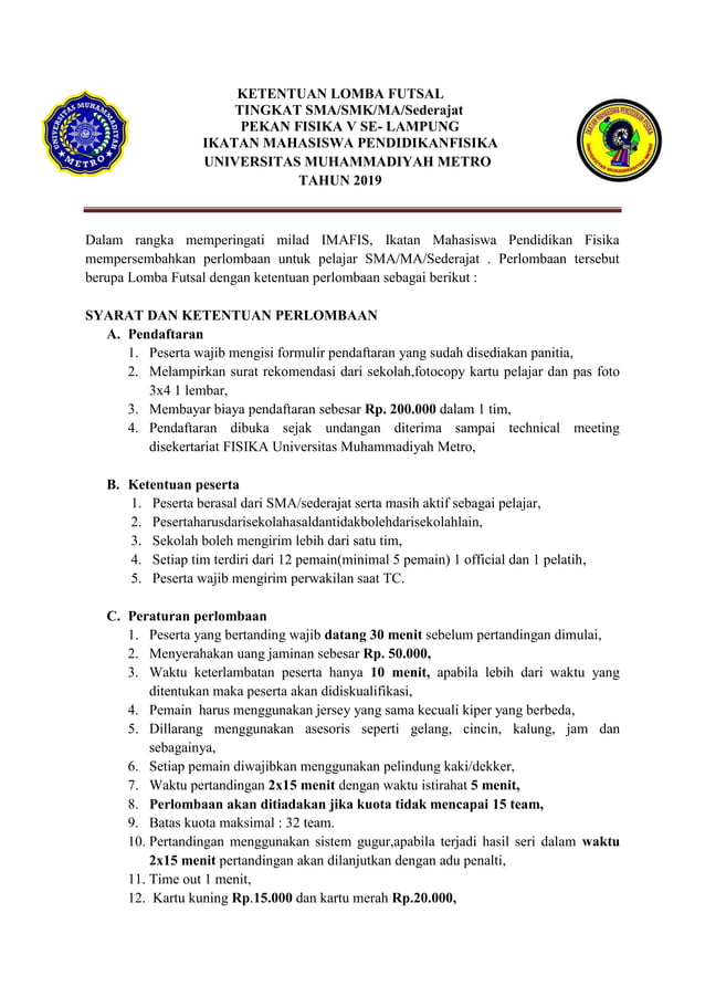 Juknis lomba futsal sma