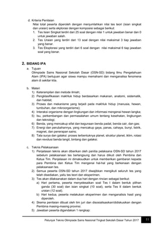 Juknis OSN SD 2017 | PDF