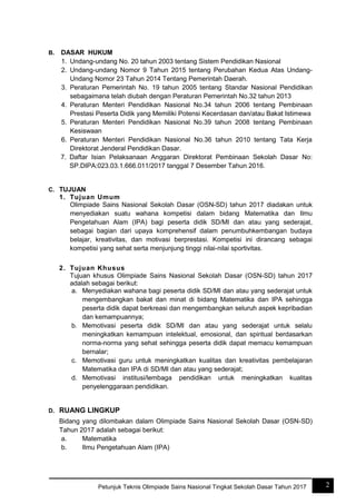 Juknis OSN SD 2017 | PDF