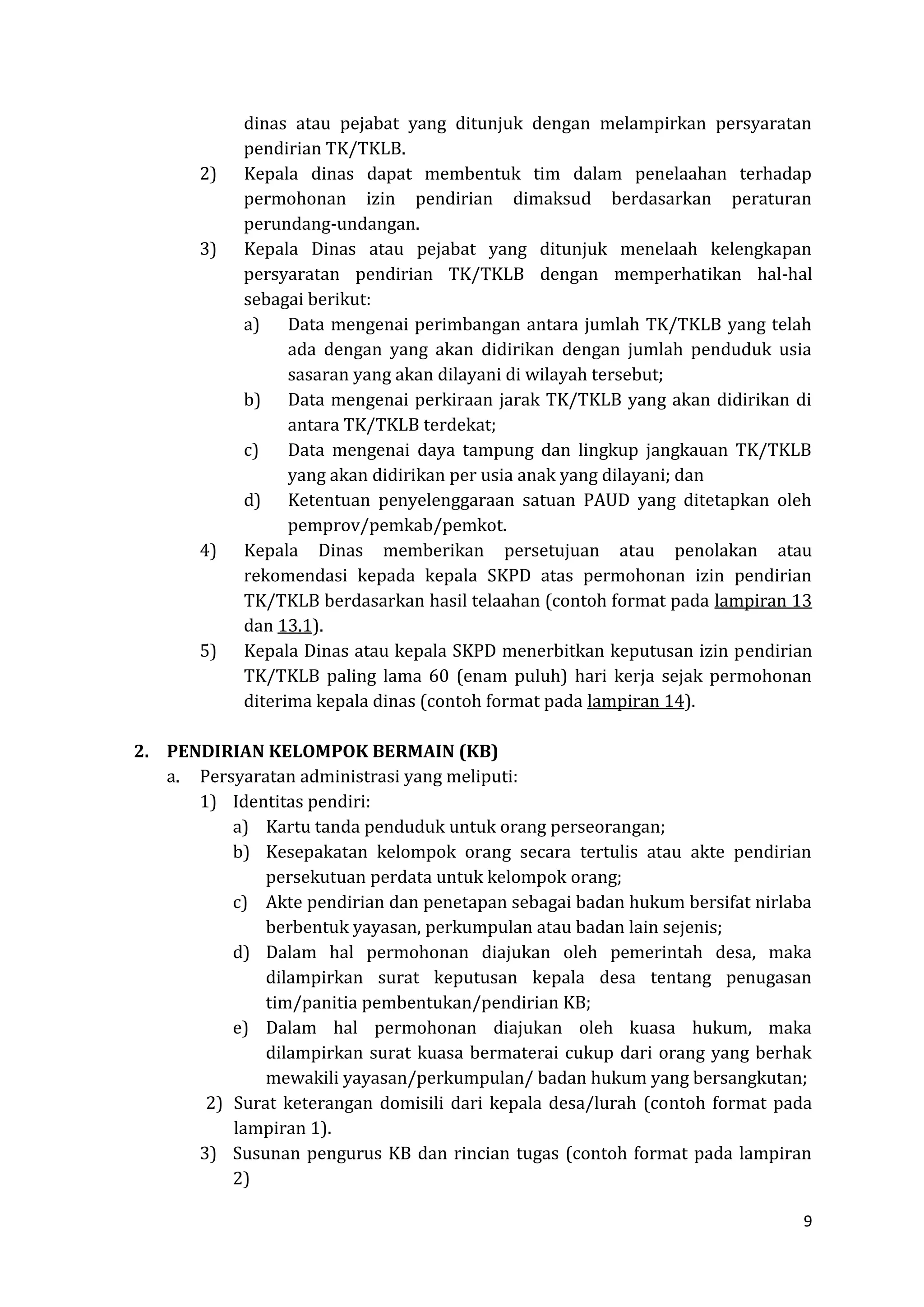 Juknis pendirian satuan paud | PDF