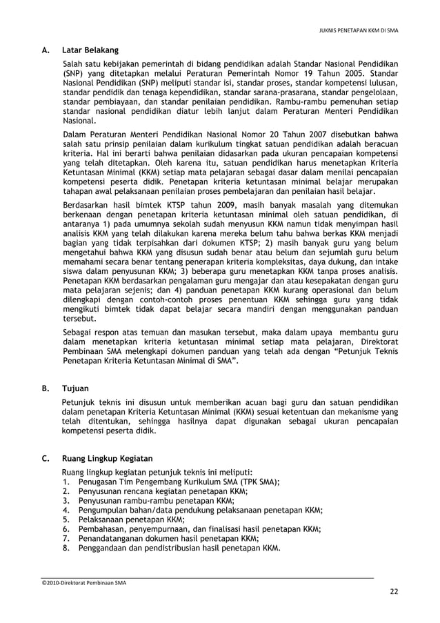 Juknis penetapan nilai kkm | PDF