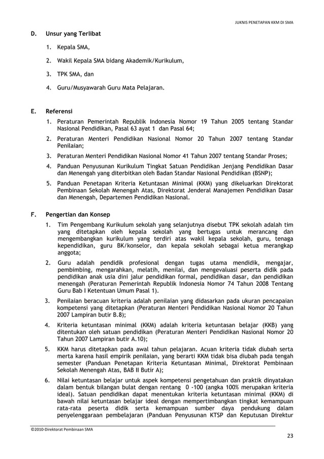 Juknis penetapan nilai kkm | PDF