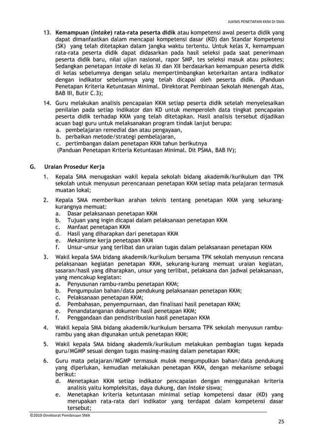 Juknis penetapan nilai kkm | PDF