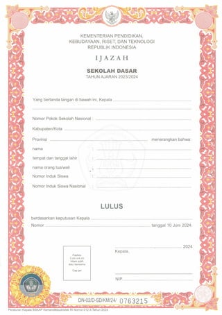 JUKNIS PENGISIAN IJAZAH SD TAHUN 2024.pdf