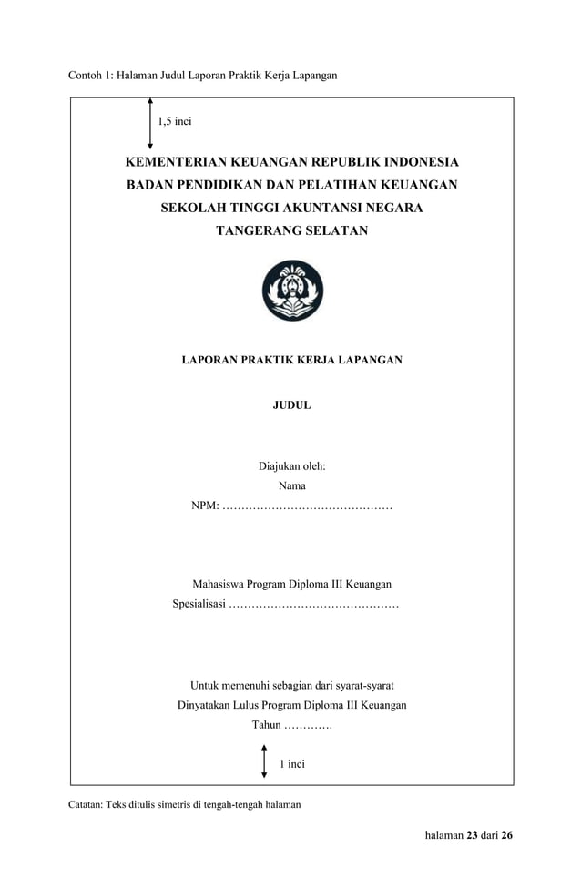 Juknis penulisan pkl stan | PDF