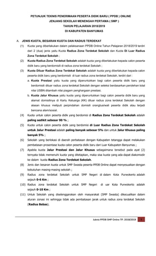 Juknis PPDB ONLINE SMP KAB BANYUMAS 2018 | PDF