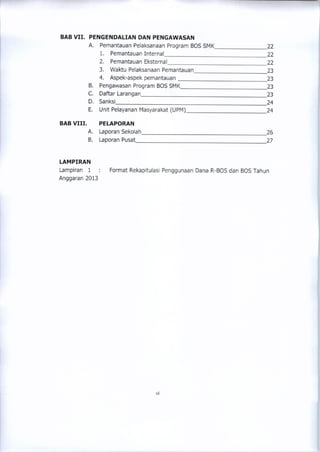 Petunjuk Teknis Bantuan Operasional Sekolah (BOS) SMK 2013 | PDF