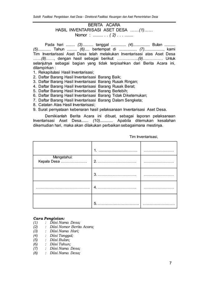 Juknis Tata Cara Pelaksanaan Inventarisasi Aset Desa | MALMING Kemendagri #28 | DOC