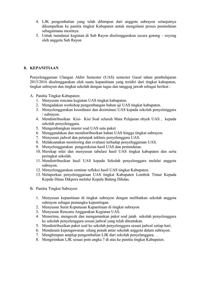Juknis uas 2015_2016 | PDF