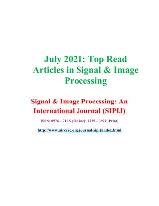 July 2021: Top Read Articles in Signal & Image Processing | PDF