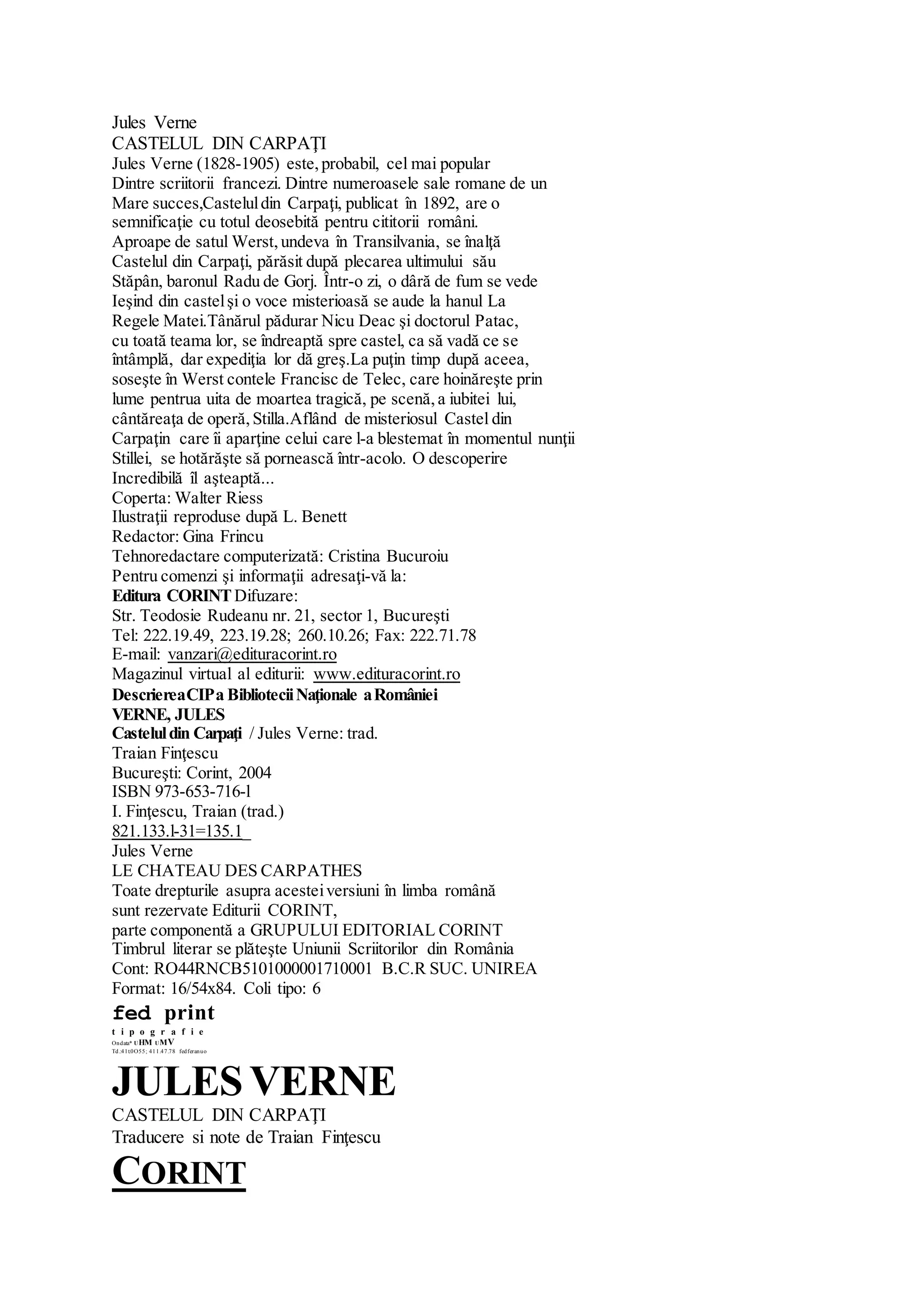 Jules verne castelul din carpati | DOC