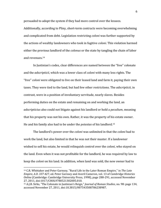 Slavery and the Colonate in the Late Roman Empire | DOCX | Land and ...