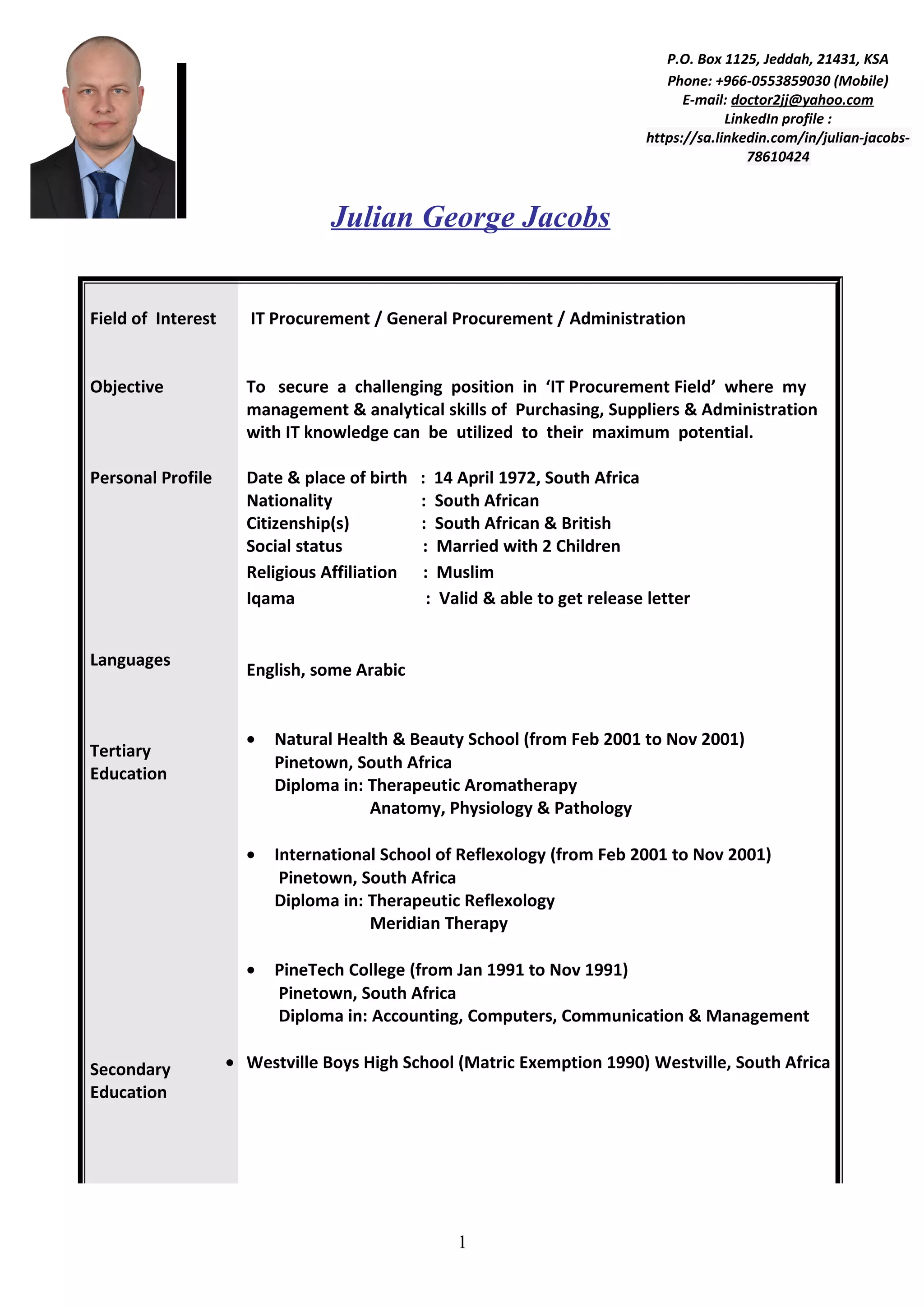 Julian's Jacobs NEW CV | PDF