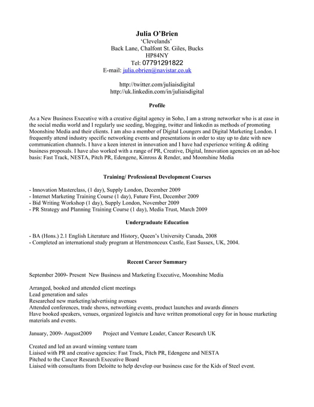 Julia O Briens Cv 2 | PDF