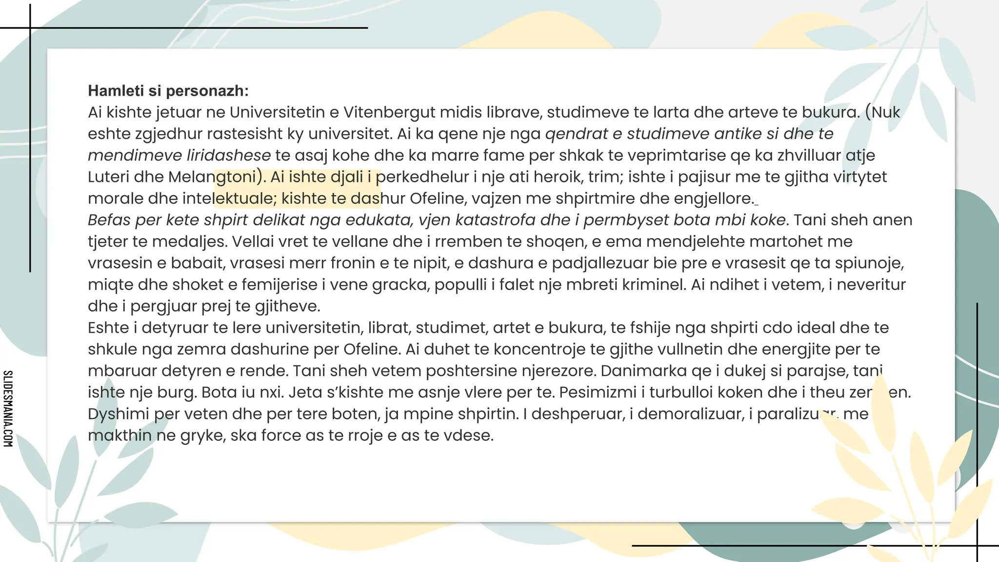 Bised letrare hamleti. William Shakespeare | PPTX