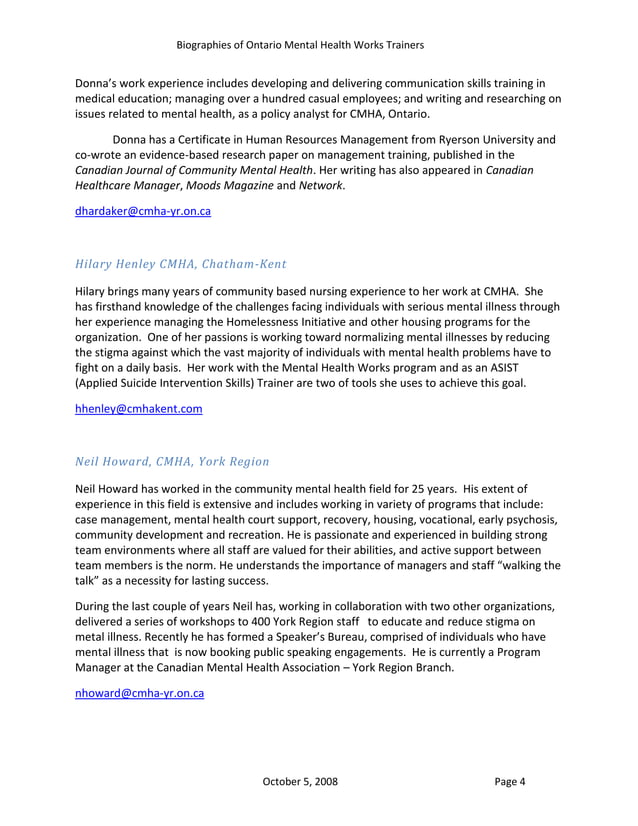 Julie Acker, M.S.W., CMHA Lambton Julie Acker holds a Masters ... | PDF