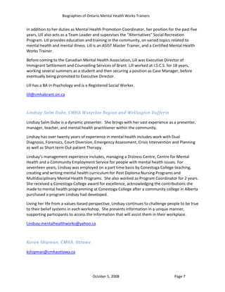 Julie Acker, M.S.W., CMHA Lambton Julie Acker holds a Masters ... | PDF