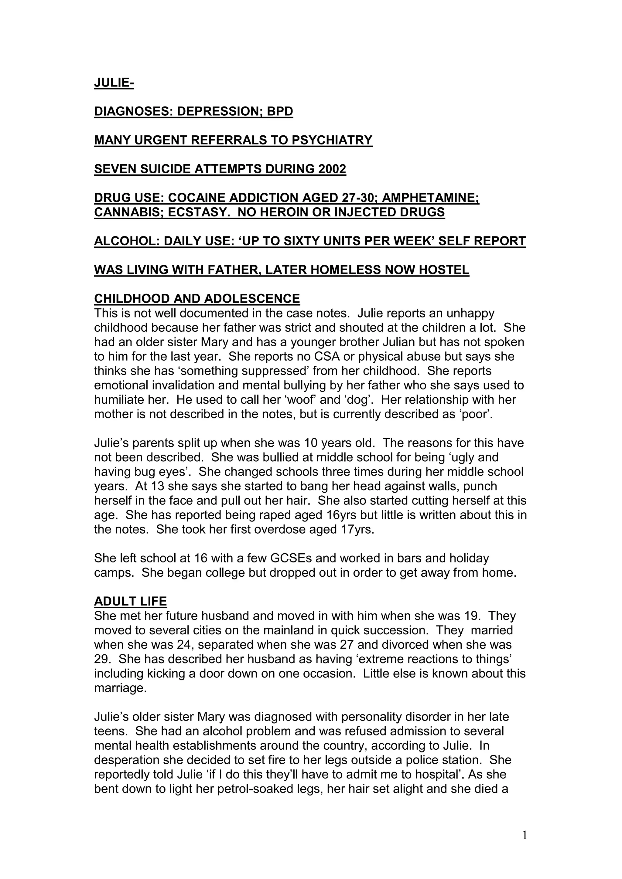 Julie case study | PDF