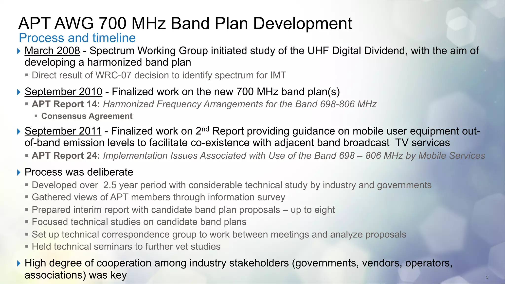 Julie Garcia Welch, Development of APT 700 MHz Band Plan | PDF
