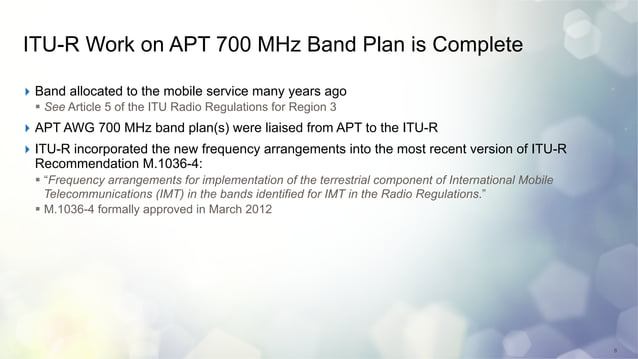 Julie Garcia Welch, Development of APT 700 MHz Band Plan | PDF ...