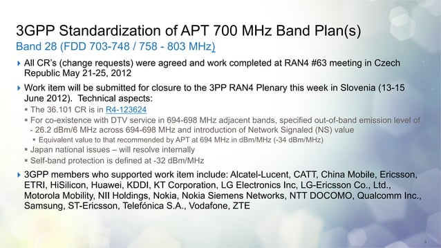 Julie Garcia Welch, Development of APT 700 MHz Band Plan | PDF ...