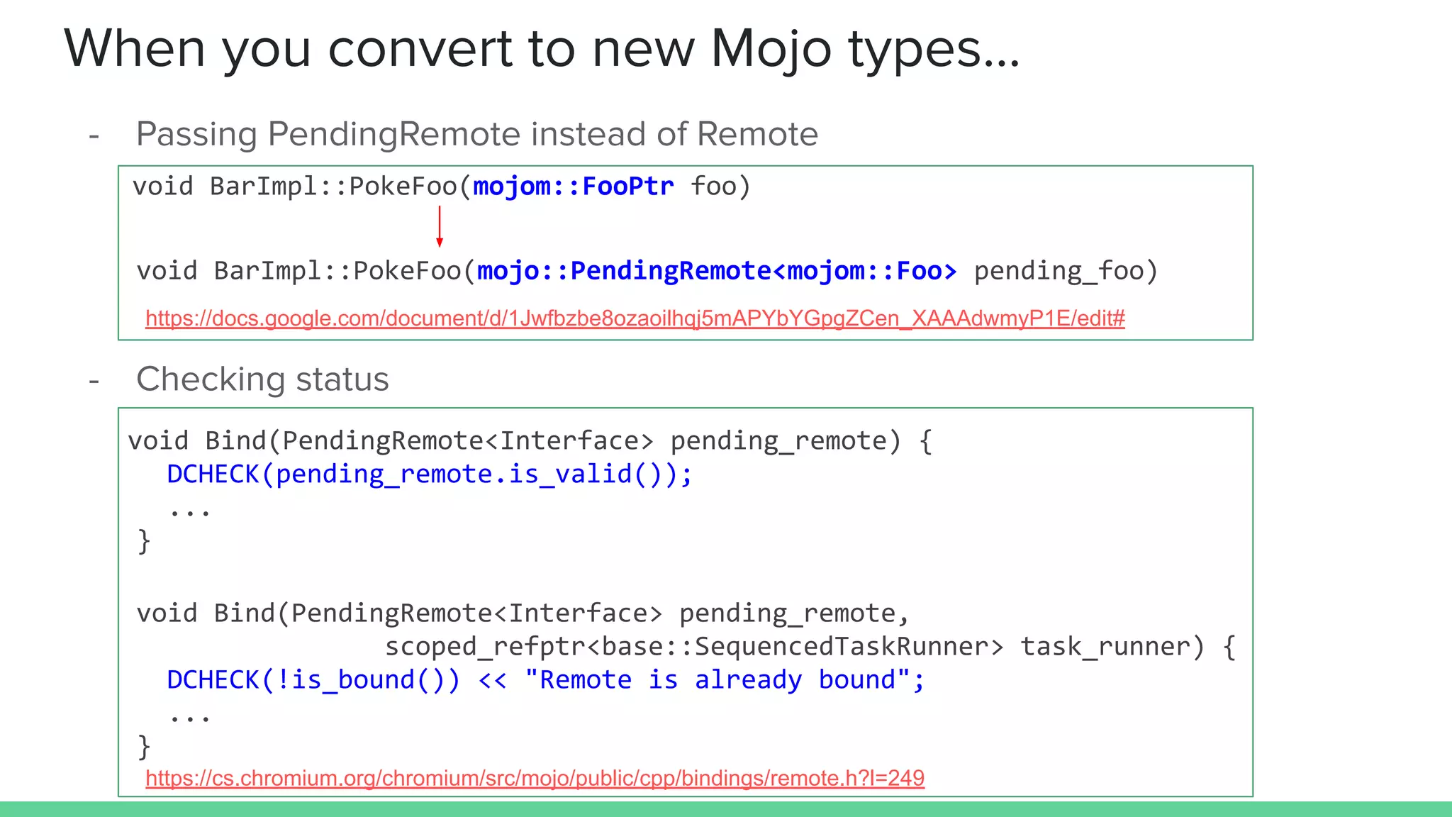 Conversion to new Mojo types (BlinkOn 11) | PPT
