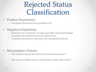 Sorority Recruitment and Women’s Well Being | PPTX