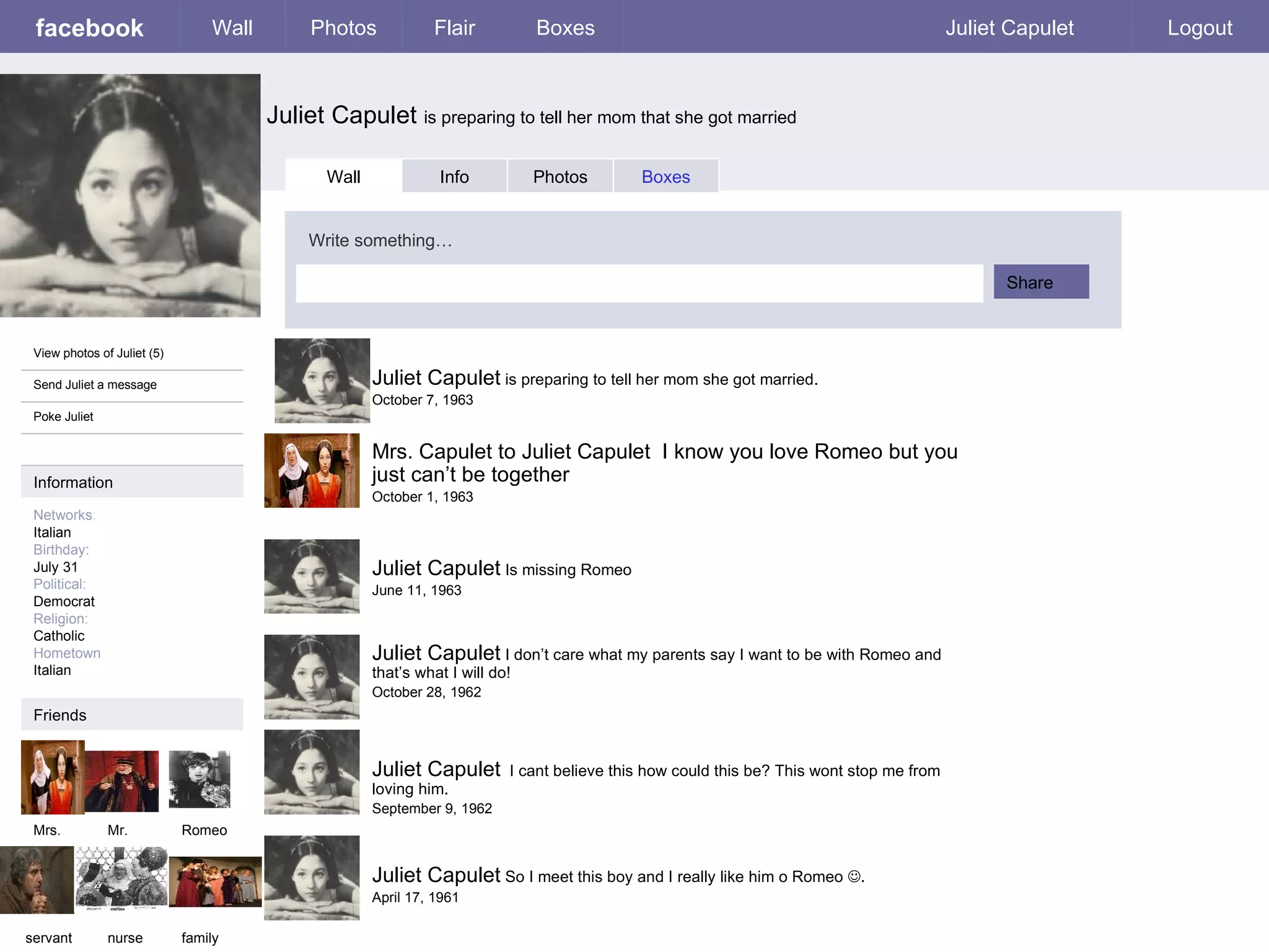 Juliet facebook pages from hailey | PPT