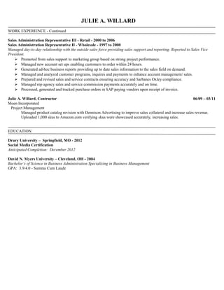 Julie willard resume | DOC