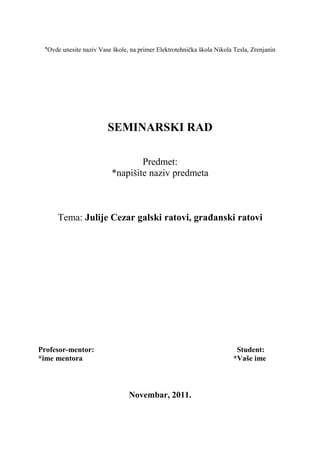 Julije cezar galski ratovi, gradjanski ratovi | DOC