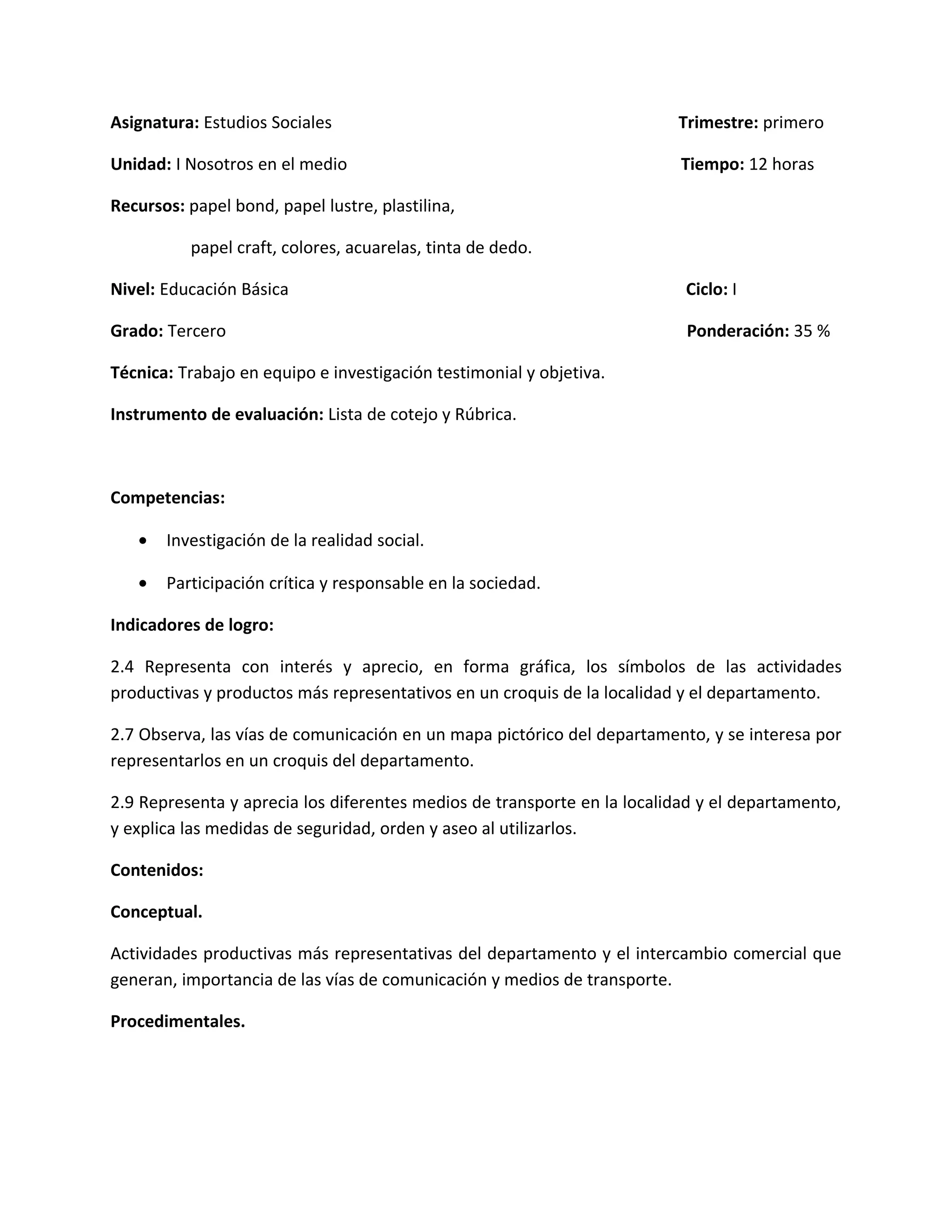 Julio Actividad Integradora. 3º Grado | DOC